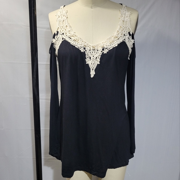 Kate & Mallory | Tops | Katemallory Black Off Shoulder Top W Crochet M ...